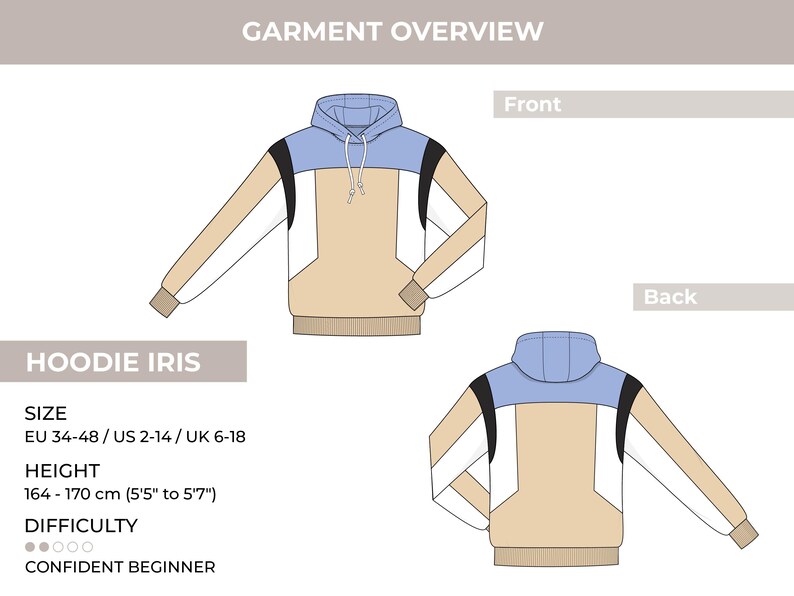 Hoodie Sewing Pattern for Woman | Digital PDF Sewing Pattern+sewing ...