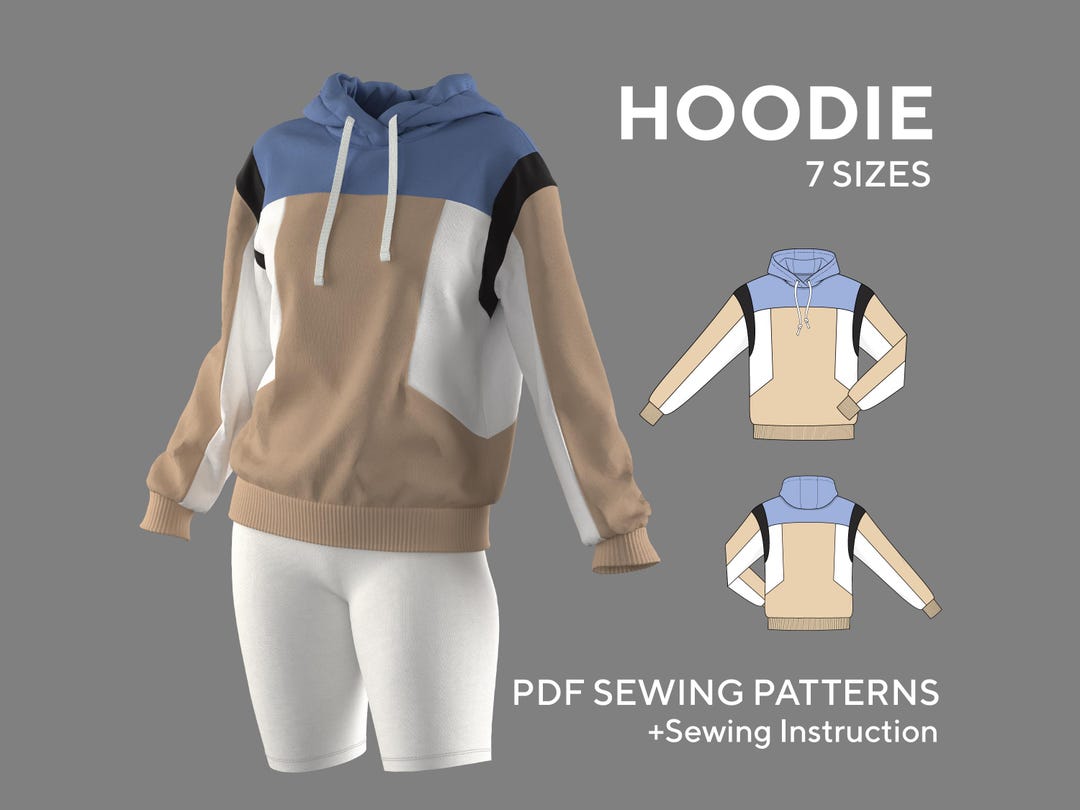 Hoodie Sewing Pattern for Woman | Digital PDF Sewing Pattern+sewing ...