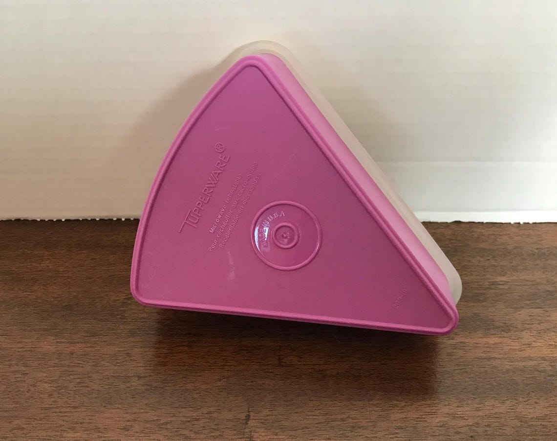 Vintage Tupperware Single Pie Slice Keeper #269 Pink Bottom With Clear ...