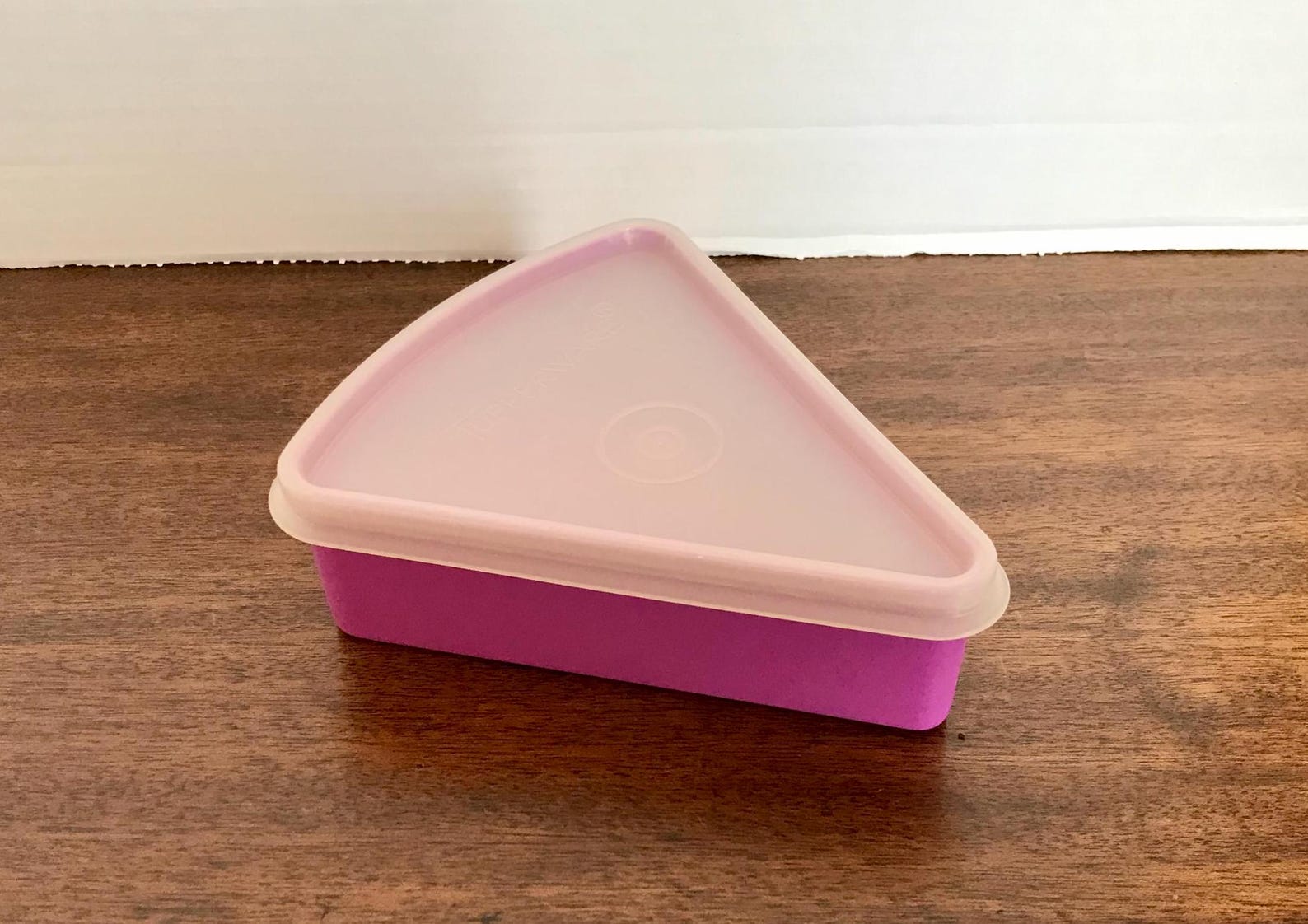 Vintage Tupperware Single Pie Slice Keeper #269 Pink Bottom With Clear ...