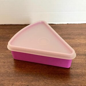Vintage Tupperware Single Pie Slice Keeper #269 Pink Bottom With Clear ...