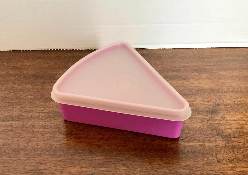 Vintage Tupperware Single Pie Slice Keeper #269 Pink Bottom With Clear ...