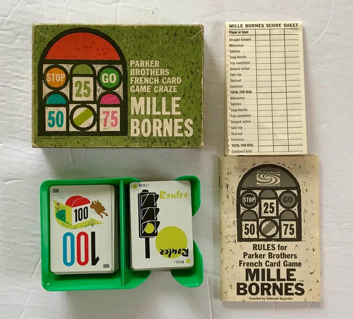 Vintage Mille Bornes the French Auto Race Card Game, 1962 Parker ...