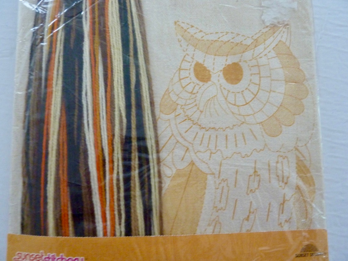 Vintage Sunset Stitchery magestic Owl Embroidery Kit From 1975 ...