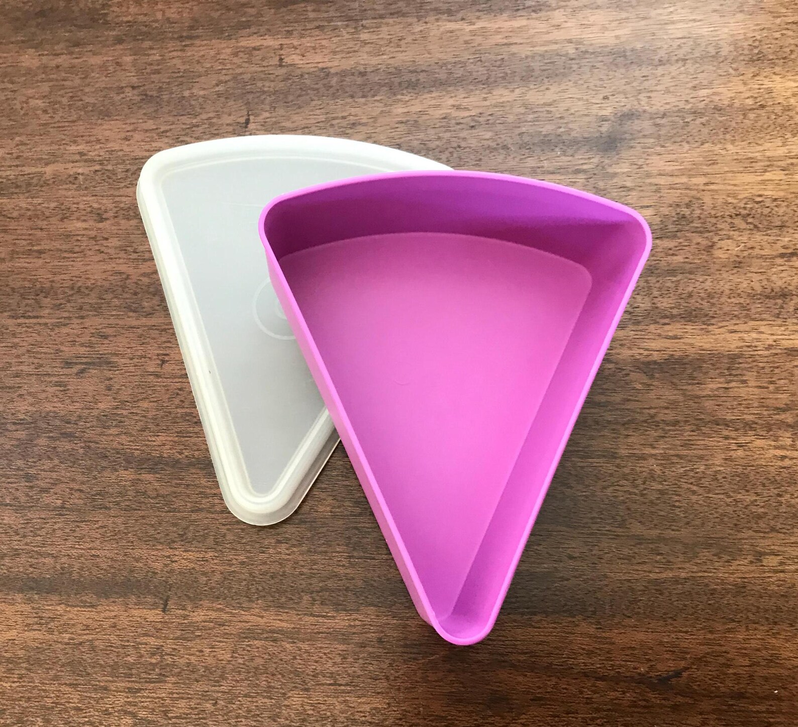 Vintage Tupperware Single Pie Slice Keeper #269 Pink Bottom With Clear ...