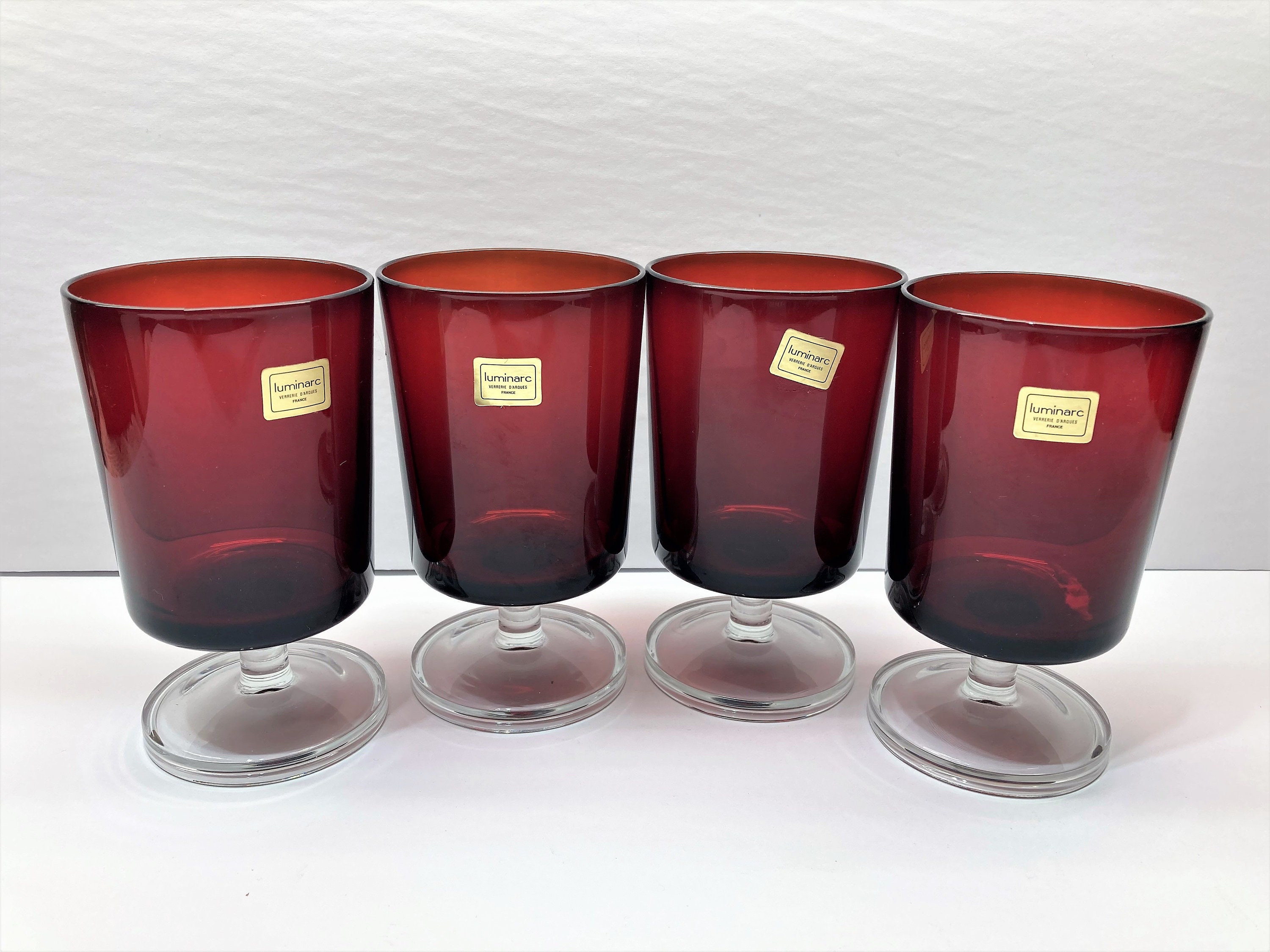 Vintage Red Drinking Glasses 8 Ounce Luminarc Glasses Etsy