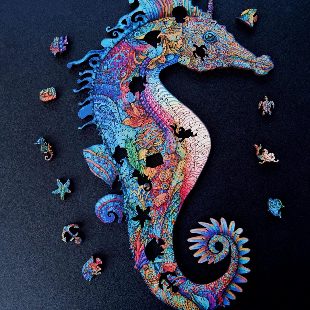Seahorse Wooden Puzzle 200 Pieces for Adults, Irregular Shape Jigsaw ...