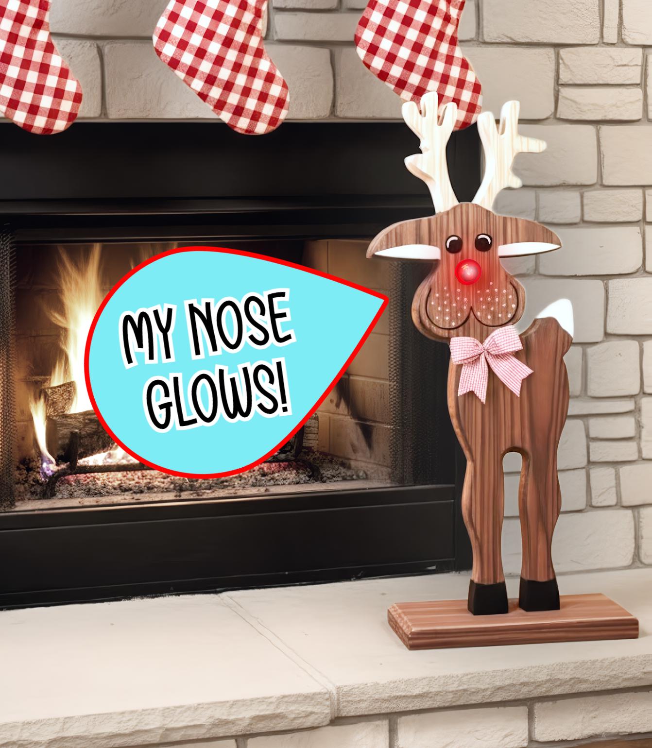 Easy DIY Wooden Light up Nose Freestanding Reindeer Blueprint Design ...