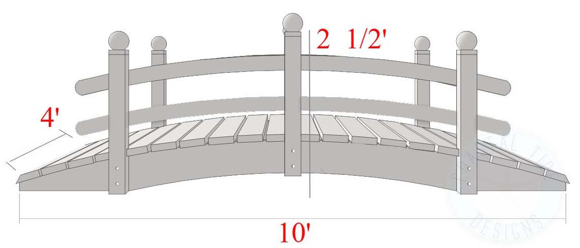 Easy DIY 10 Ft Sturdy Arch Wooden Bridge Blueprint Design Plans -only 6 ...