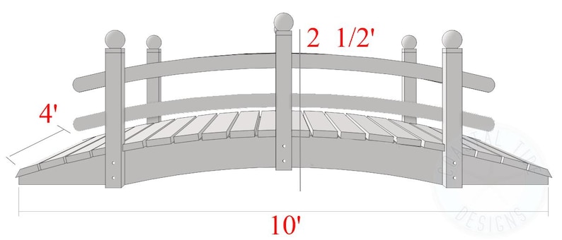 Easy DIY 10 Ft Sturdy Arch Wooden Bridge Blueprint Design Plans -only 6 ...