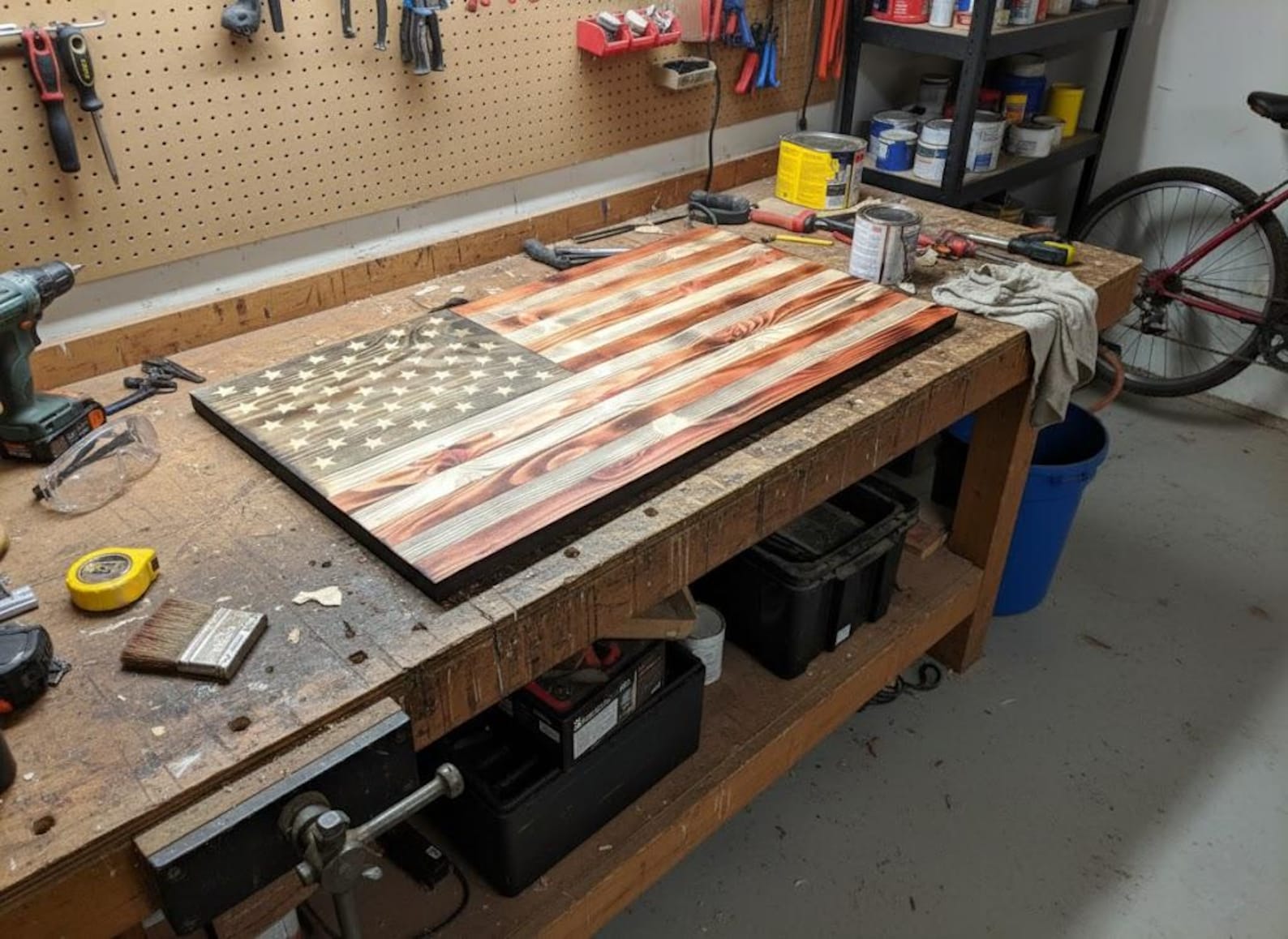 DIY Wooden American Flag Wall Patriot Art Blueprint Design Build Plans ...