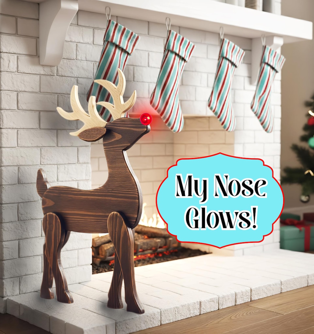 Easy DIY Wooden Light up Nose Freestanding Reindeer Blueprint Design ...