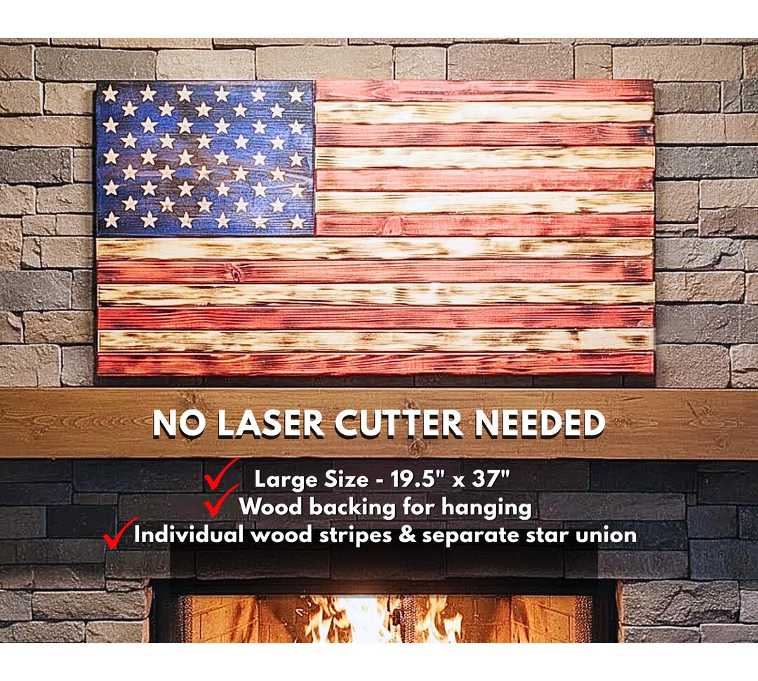 DIY Wooden American Flag Wall Patriot Art Blueprint Design Build Plans ...