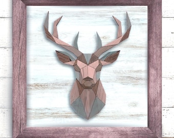 DIY Solid Wood Deer Template Pattern, Deer Head, Deer Sign, Wooden Deer ...