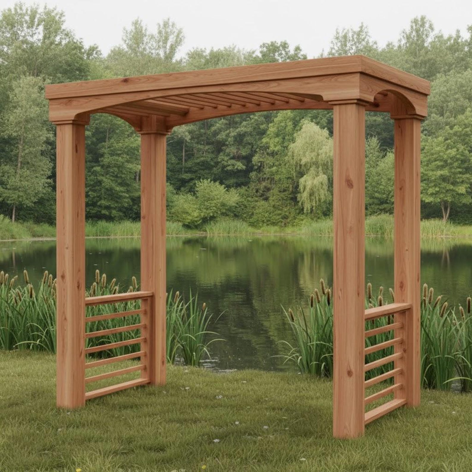 DIY 8 Ft Wooden Arch Arbor Blueprint Design Pattern Build Plans ...