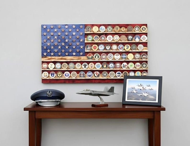 DIY Wooden American Flag Challenge Coin Display Rack Holder Blueprint ...