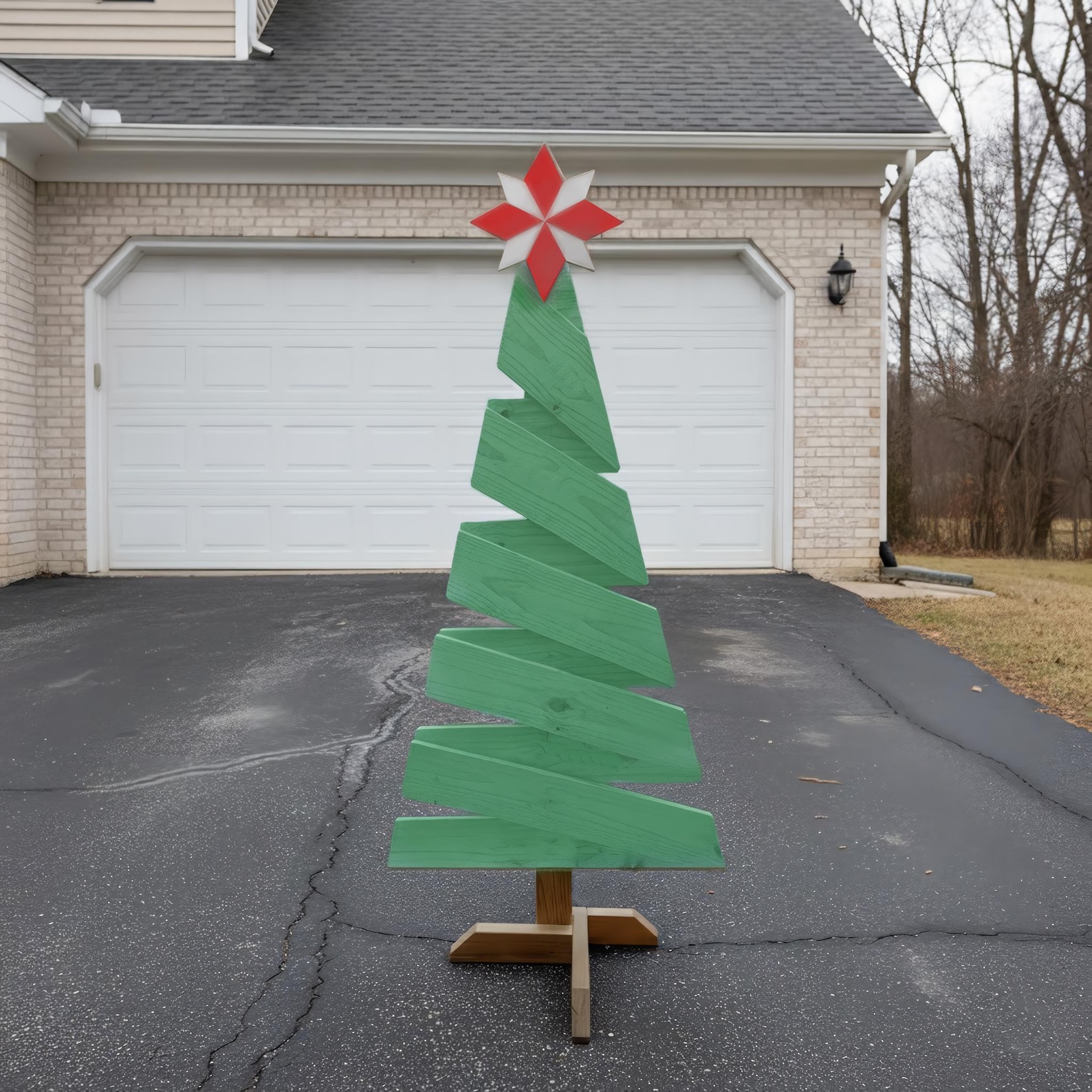 Easy DIY Wooden Bethlehem Star & Spiral Christmas Tree and Stand- Fence ...
