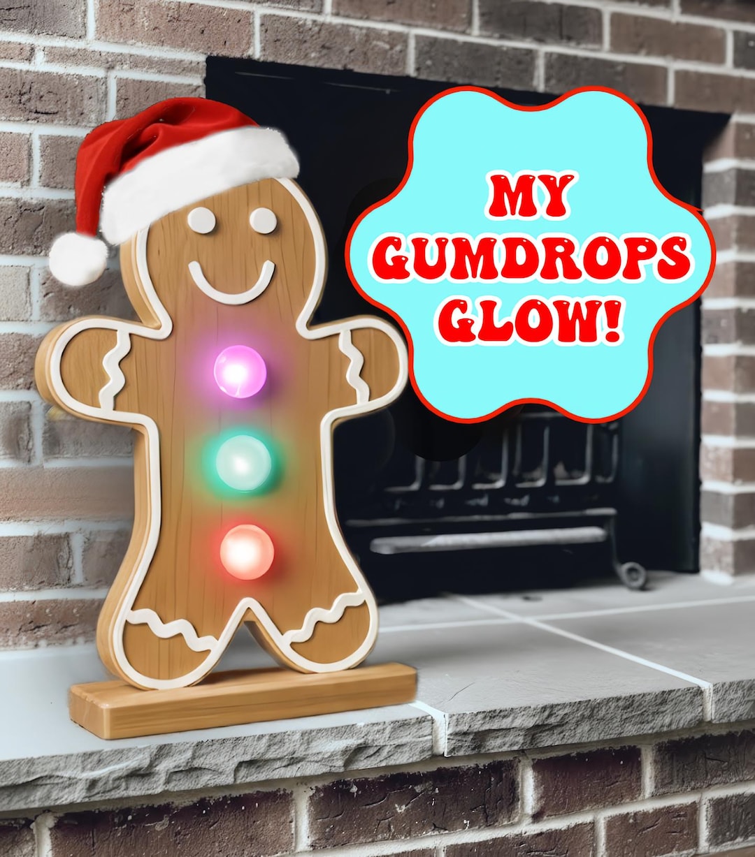 Easy DIY Wooden Light up Gumdrop Buttons Freestanding Gingerbread Man ...
