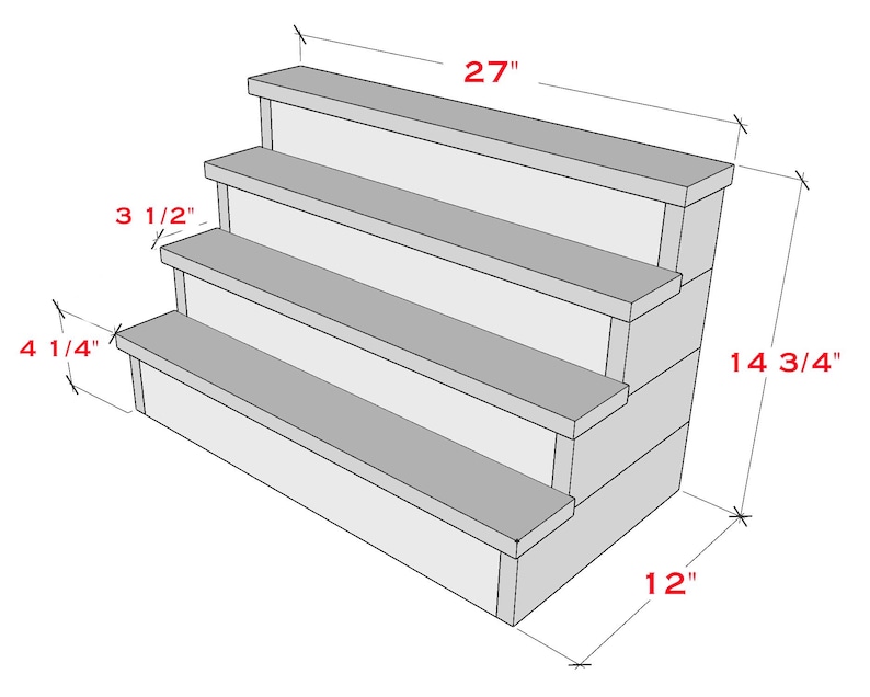 Easy DIY Wooden 4 Tier Display Shelf Rack Stand Blueprint Design Plans ...