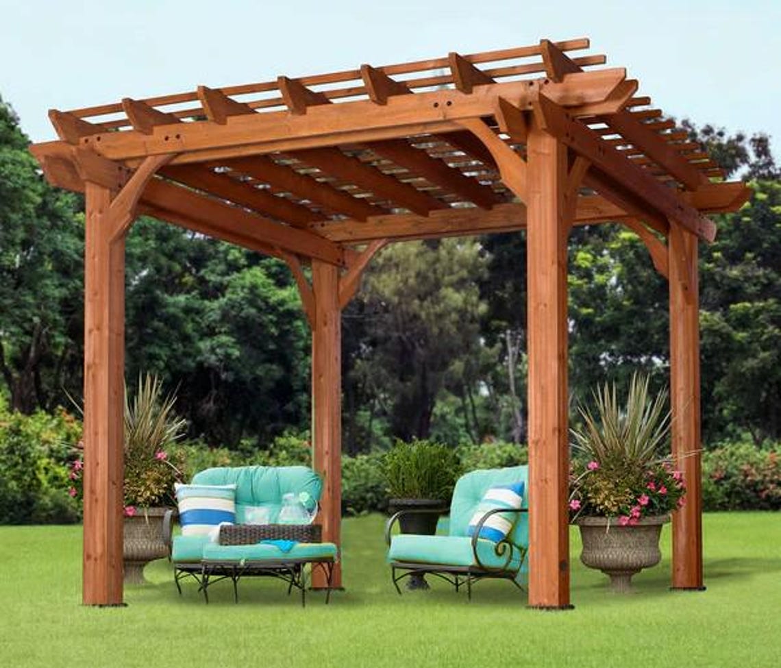 Easy DIY Sturdy 10x10 Wooden Pergola Blueprint Plans Build, Quality ...