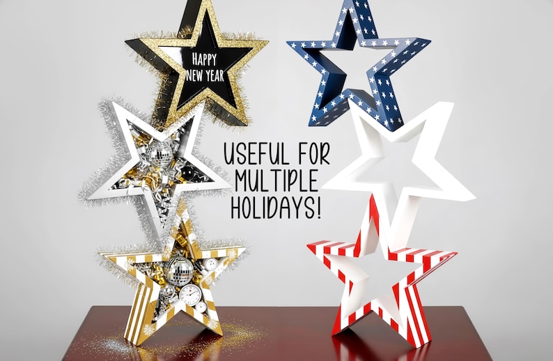 Easy DIY 3ft Wooden Triple Stacked Stars Blueprint Design Plans Pattern ...