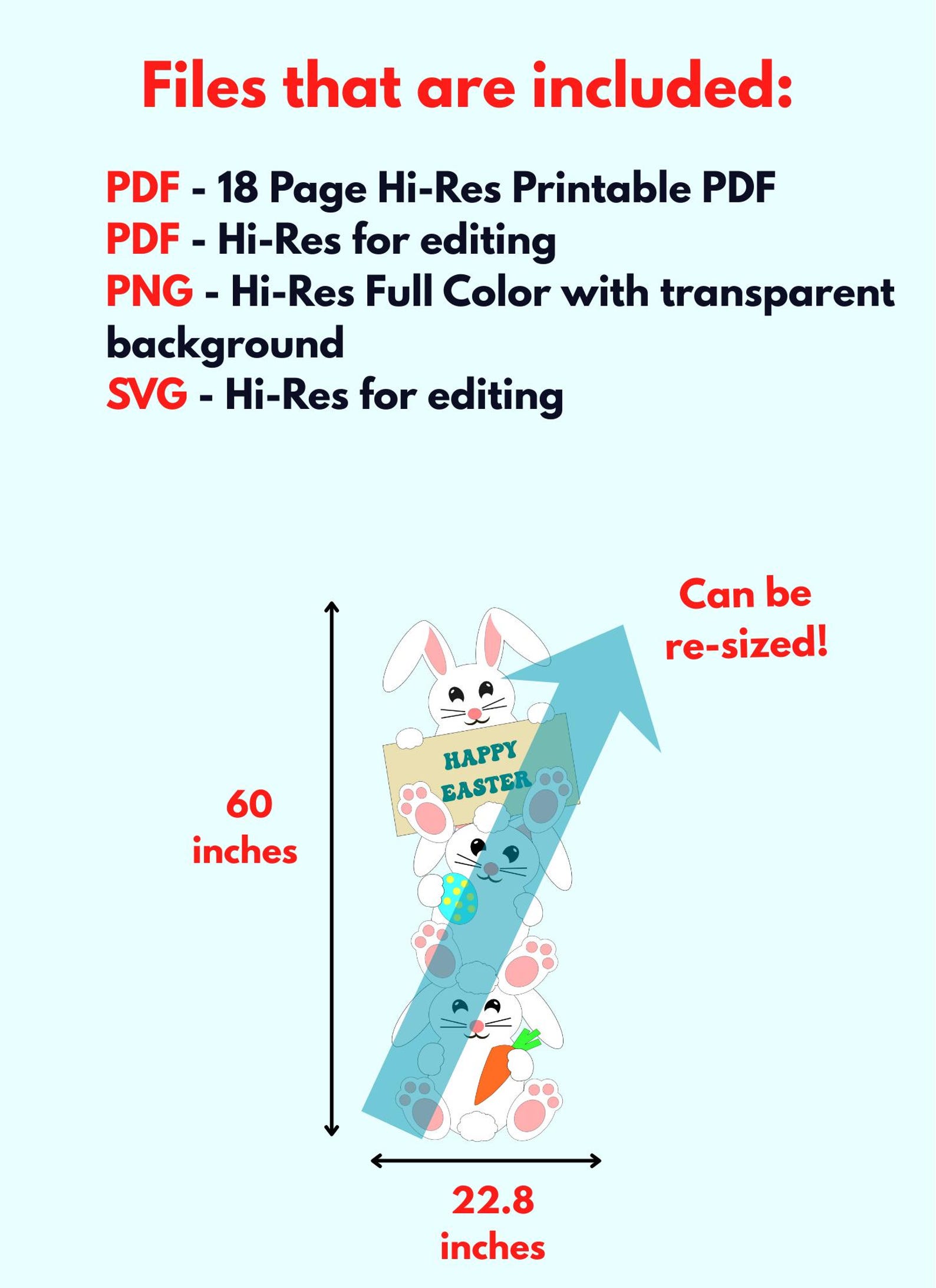 DIY 5 Ft Easter Bunny Stacked Tower Pattern Template Blueprint Digital ...