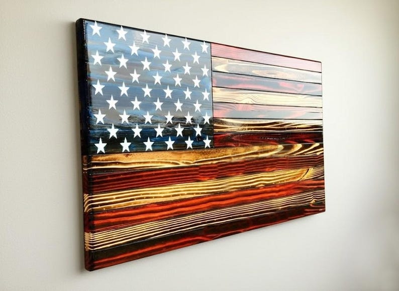 DIY Wooden American Flag Wall Patriot Art Blueprint Design Build Plans ...