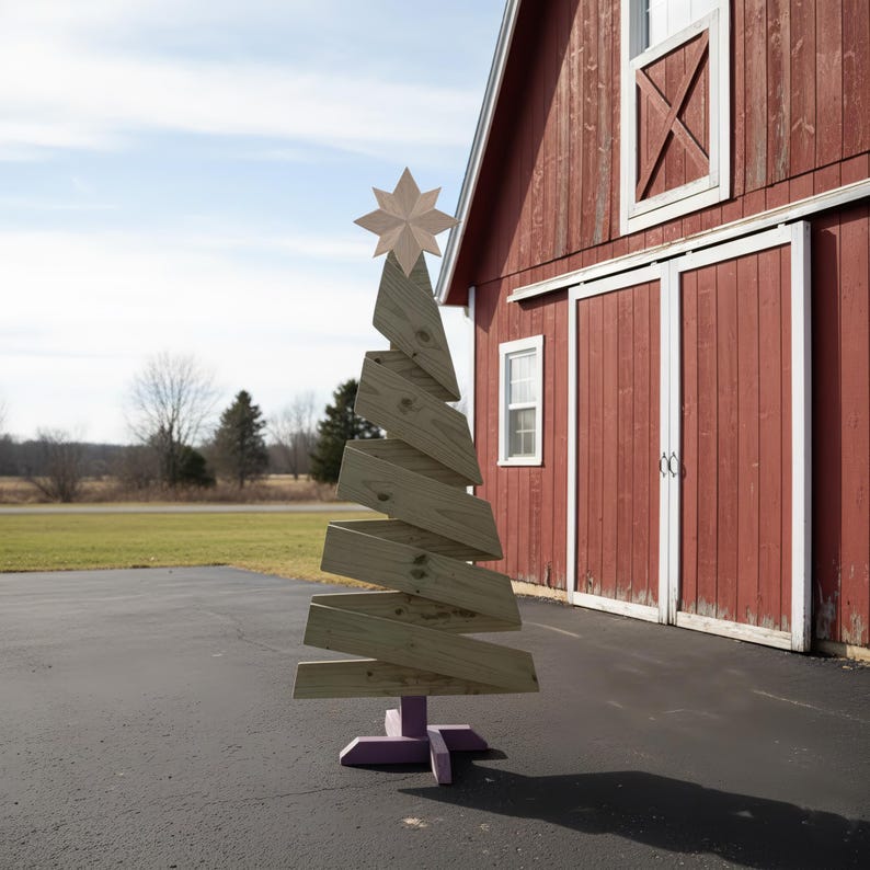 Easy DIY Wooden Bethlehem Star & Spiral Christmas Tree and Stand- Fence ...
