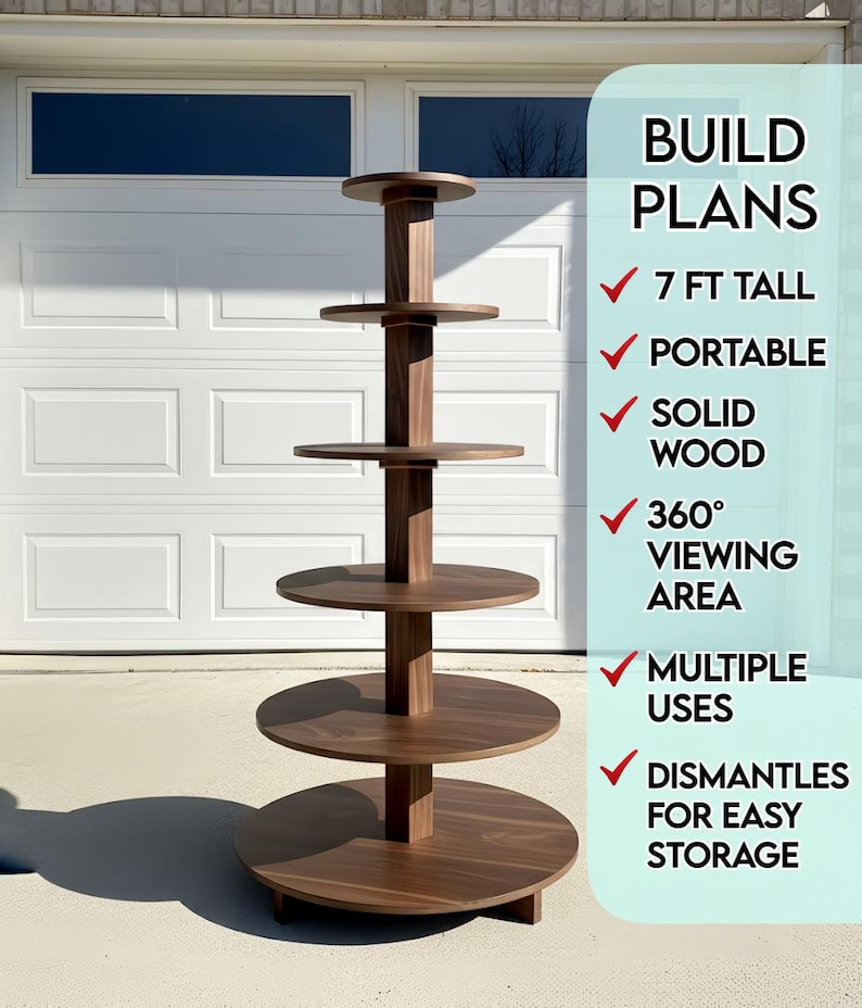 Easy DIY 7 Ft Wooden Shelf Blueprint Design Build Plans - Portable ...