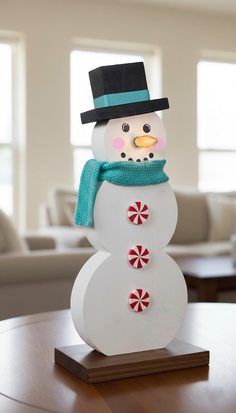Easy DIY Wooden Light up Nose Freestanding Snowman Blueprint Design ...