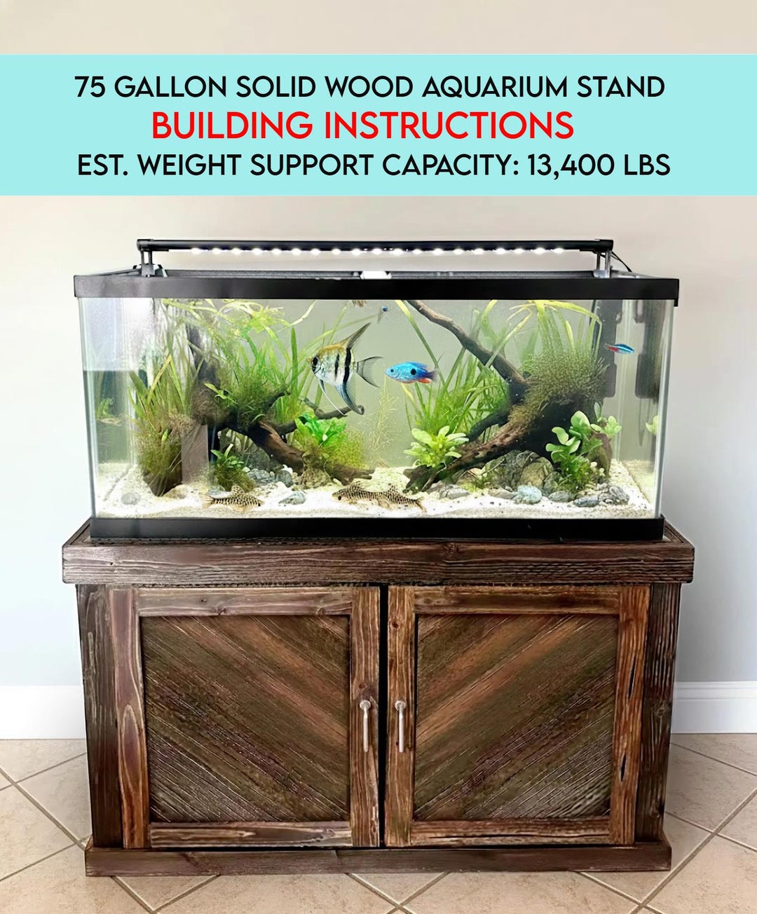 Easy DIY 75 Gallon Sturdy Wooden Aquarium Stand Blueprint Design Build ...