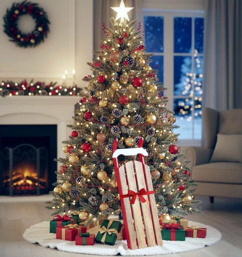 Easy DIY 4.5 Ft Wooden Sled Blueprint Design Plans: Christmas Holiday ...