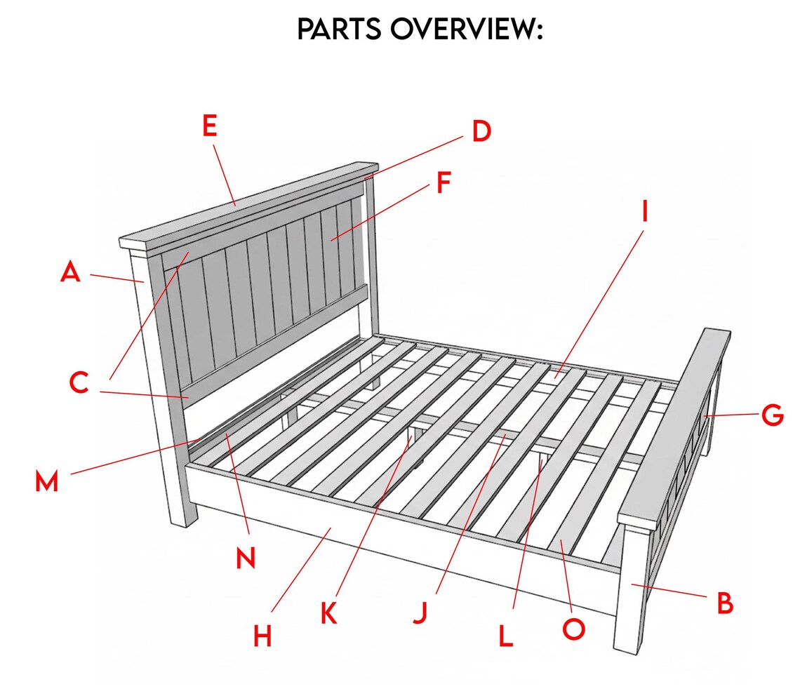 Easy DIY All Sizes Sturdy Wooden Bed Blueprint Design Plans Build Twin ...