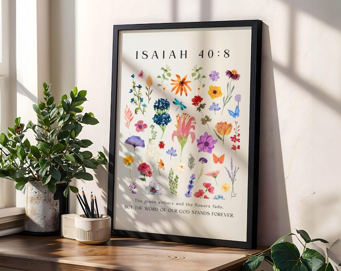 Art Print, Wildflower Art, Isaiah 54:10, Unfailing Love, Scripture Art ...