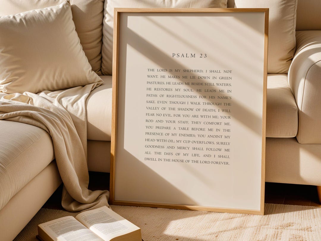 Psalm 23 Bible Verse Print: Beige Christian Scripture Wall Art - Etsy