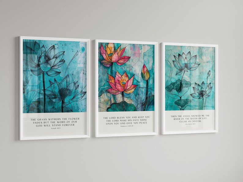 Watercolor Lotus Bible Verse Print, Revelation 22:1 - Etsy