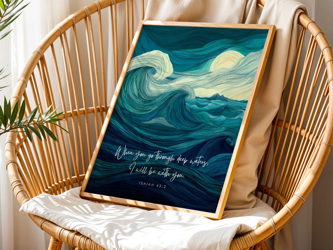 Isaiah 43:2 Ocean Art Print, Deep Waters Scripture Poster, Christian ...