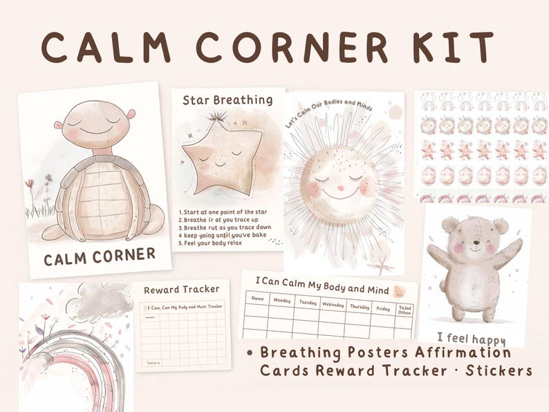Calm Corner Printable Kit for Classroom – Breathing Posters, Emotion ...