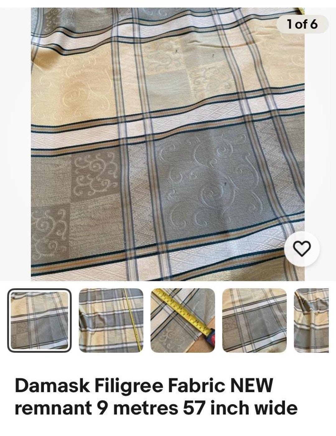 Damask Filigree Check Fabric, 9 Metres by 57” - Etsy