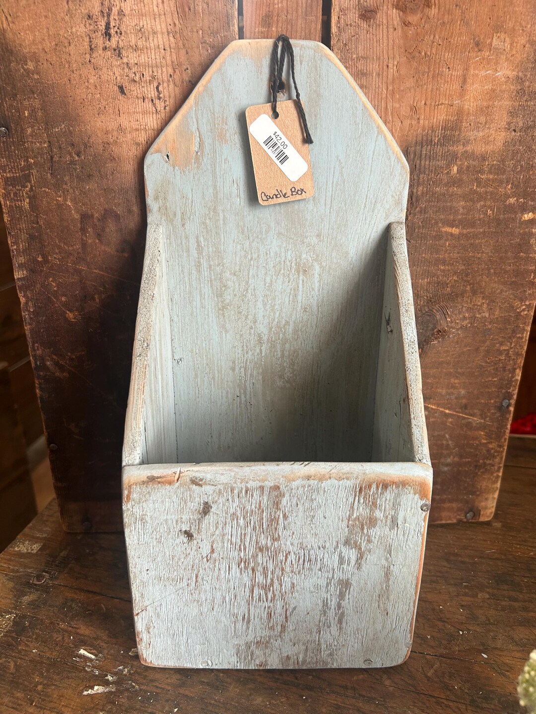 Antique Blue Painted Candle Box - Etsy