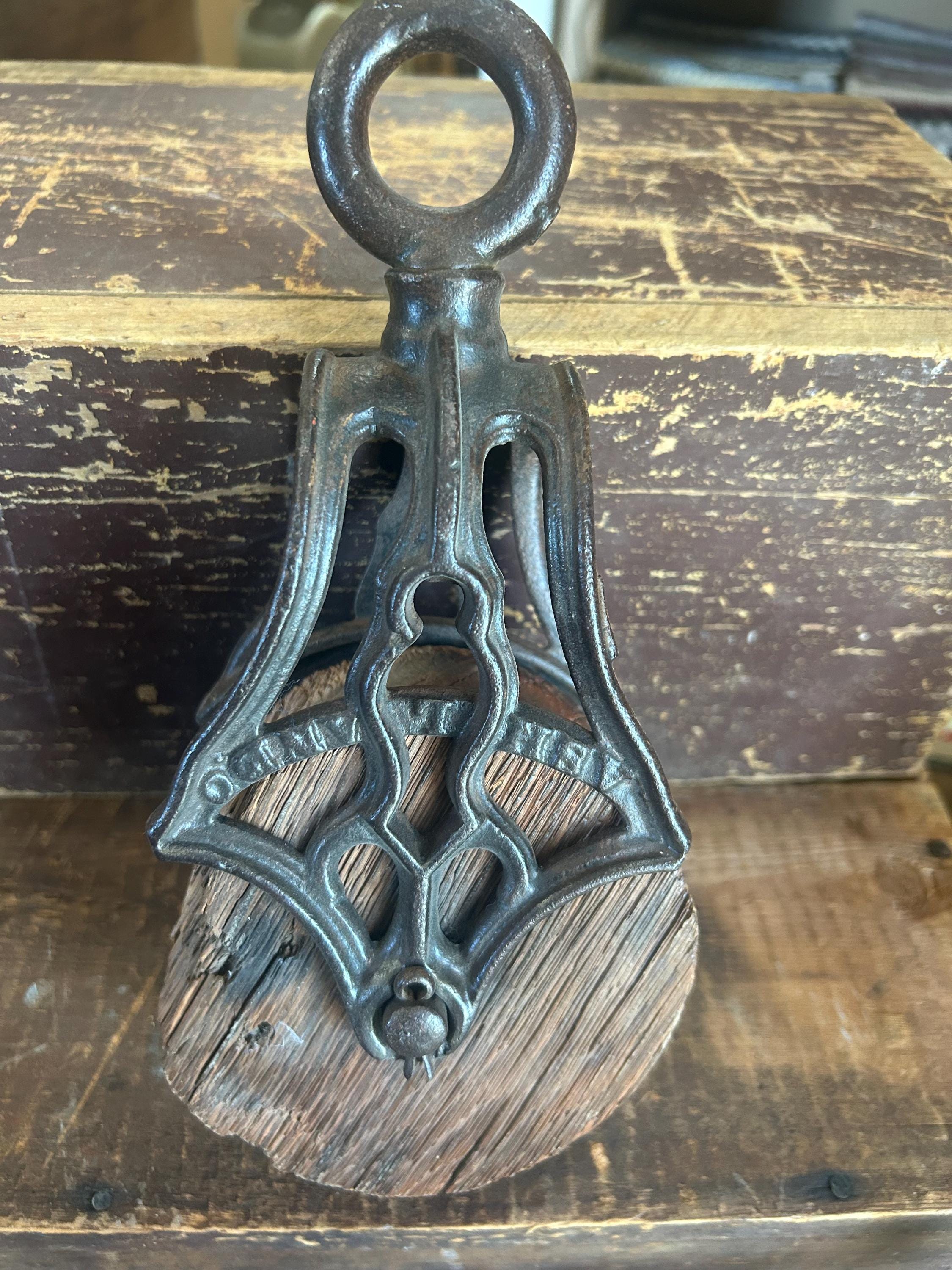 FEM & Bros. Industrial Cast Iron and Wood Pulley - Etsy