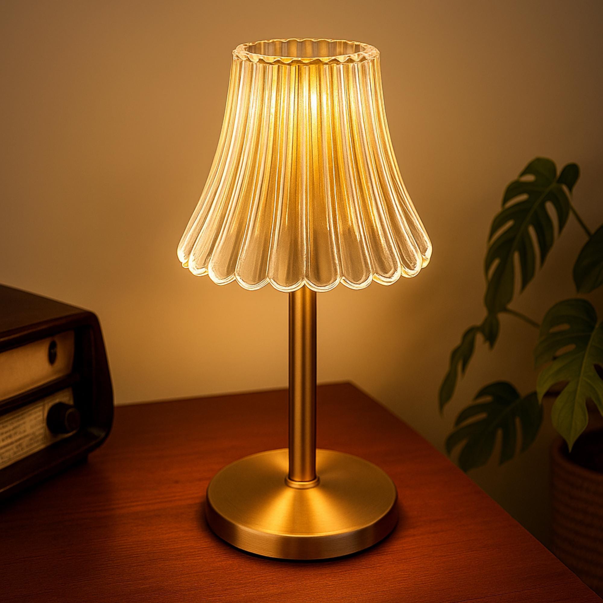 Vintage Glass Touch Lamp – Retro Table Light for Bedroom, Warm LED ...