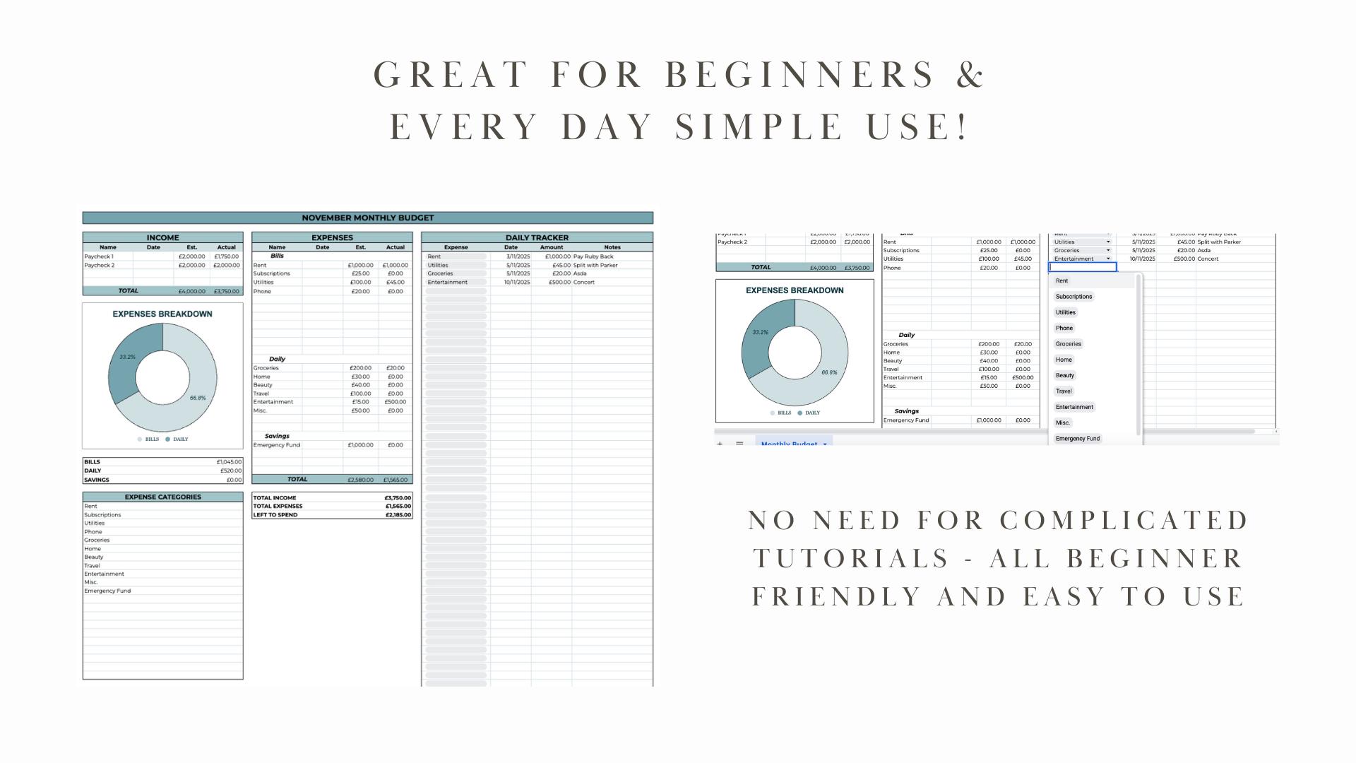 Simple Monthly Budget - Google Sheets - Etsy