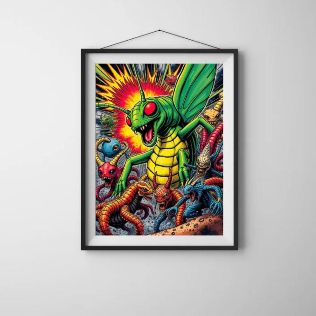 Atari Monster Art Prints (set of 3): Retro Arcade Sci-fi Decor (digital ...