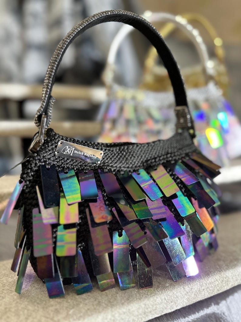 Handmade Sequin Mini Evening Bag | Glitter Party Purse | Black, Gold ...