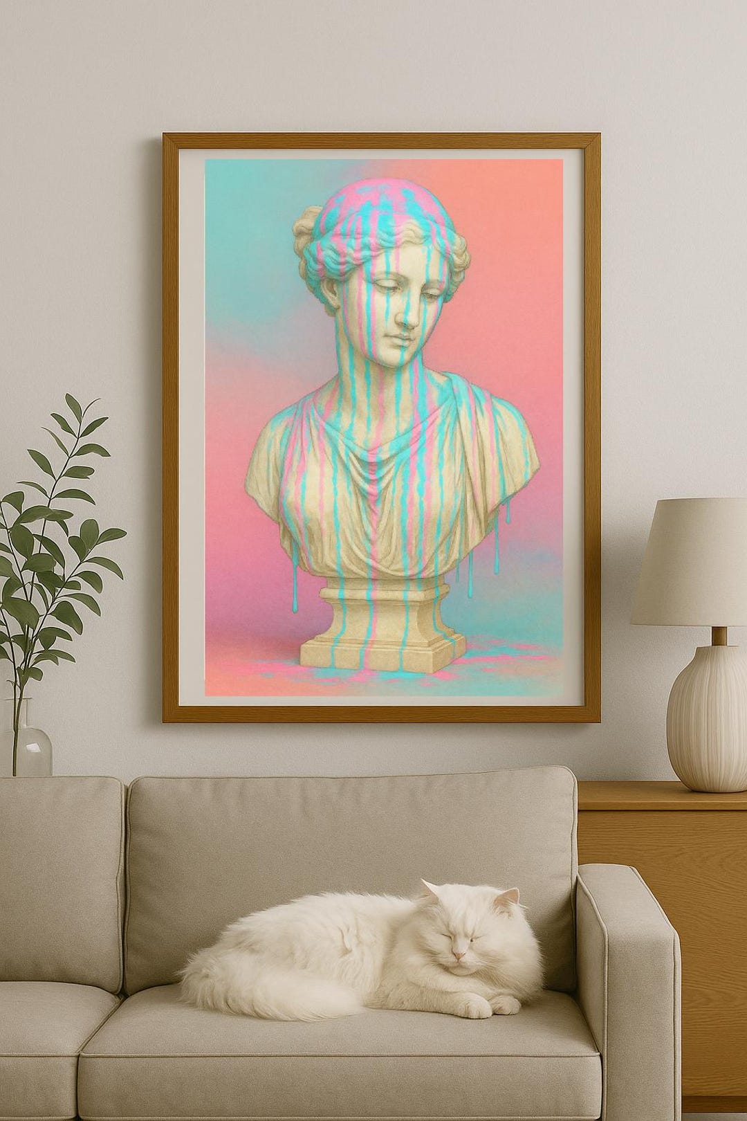 Cotton Candy Drip Venus Bust Print - Neoclassical Statue Wall Art ...