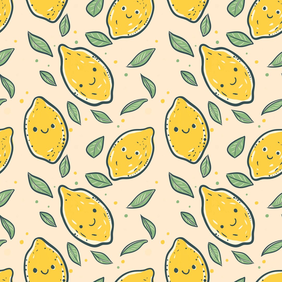Lemon Doodles Seamless Pattern | Hand Drawn Citrus Tile | PNG ...
