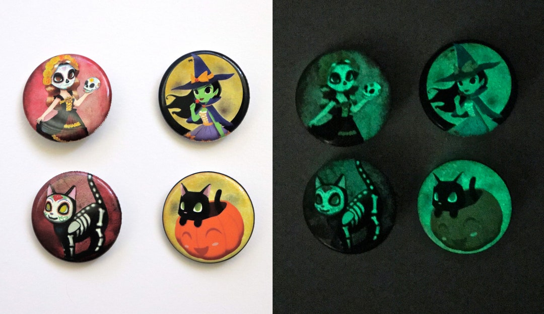 1.25 Glow-in-the-dark Button Pins, Buy 1 for Regular Price or All 4 for ...