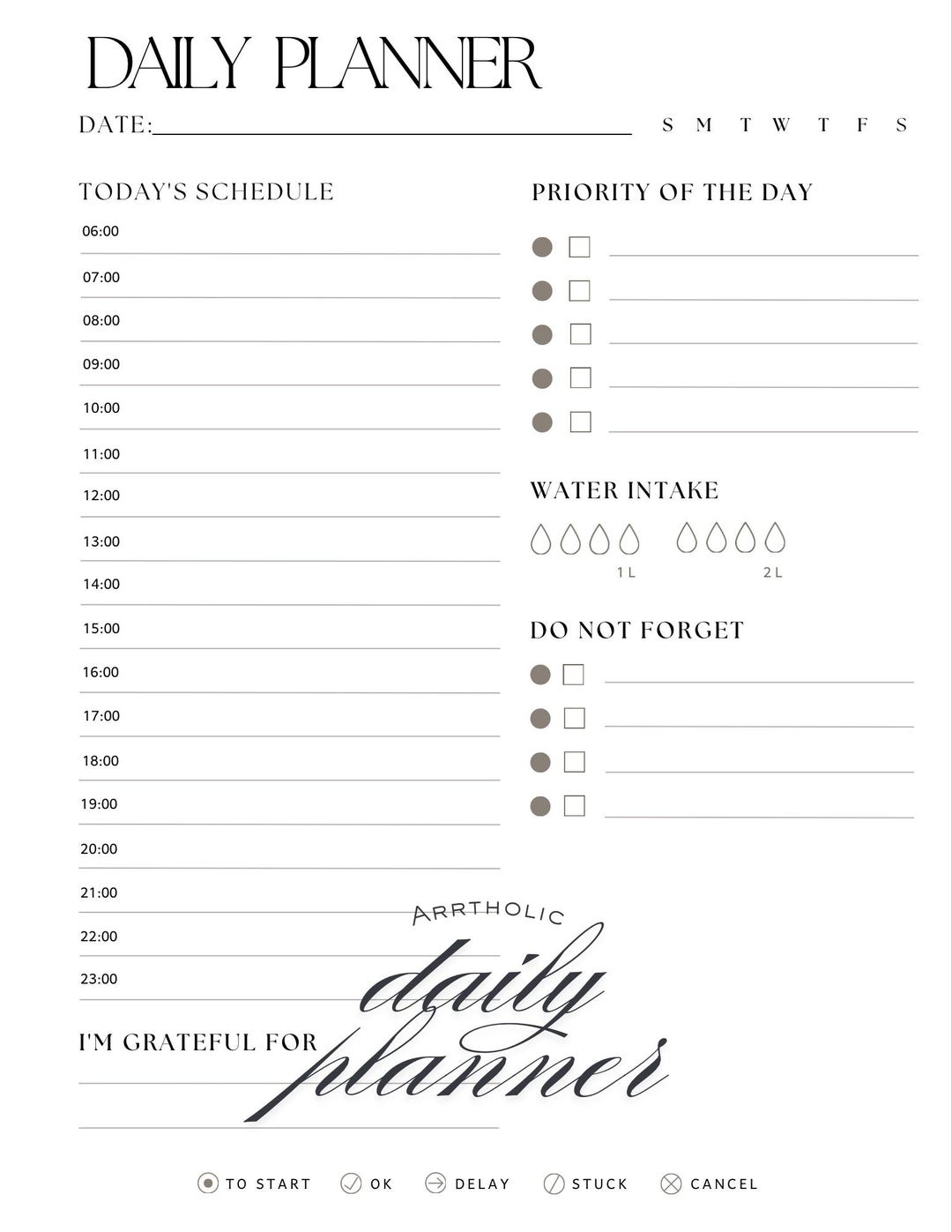 Minimalist Daily Planner Printable | PDF Planner, Simple Daily Agenda ...