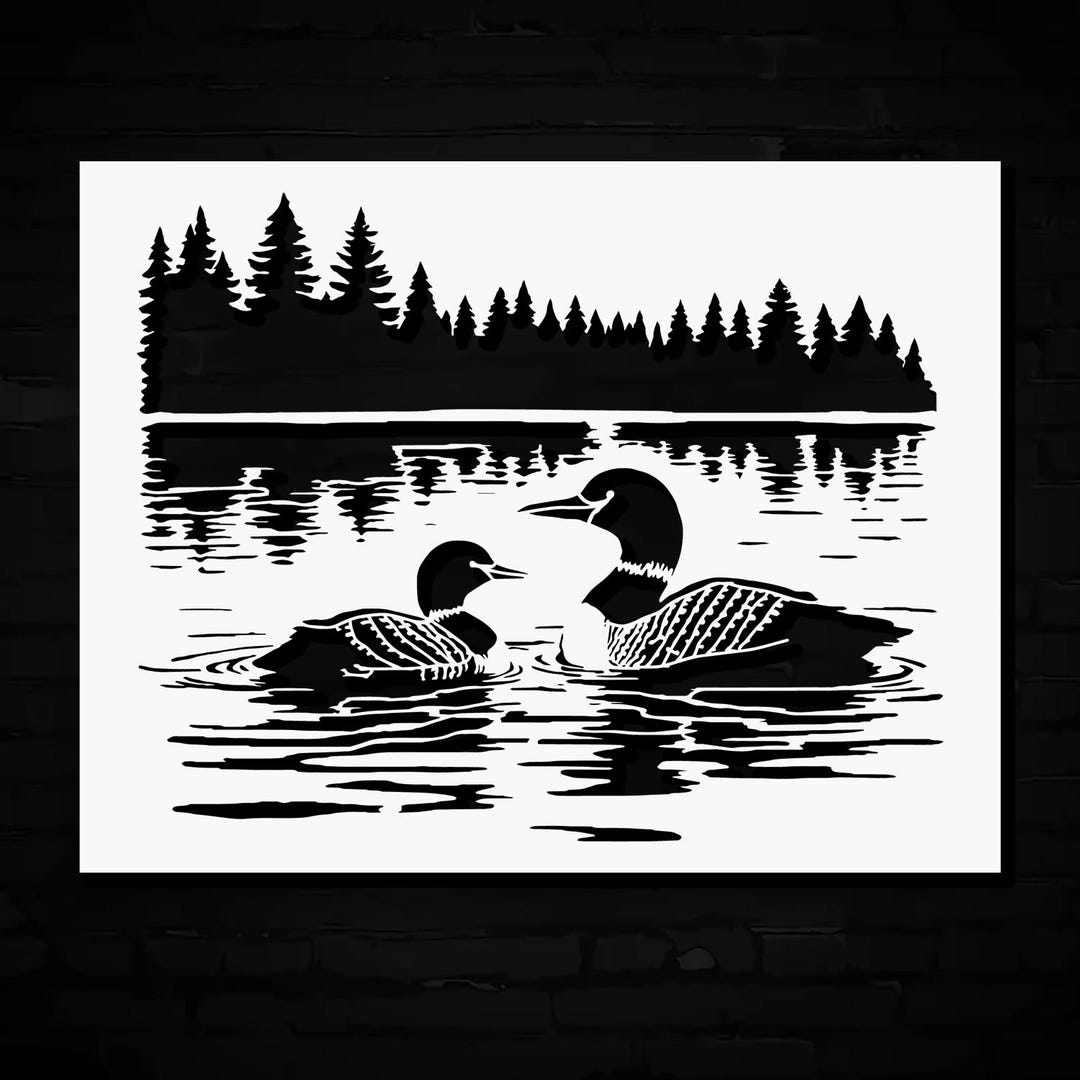 Nature-inspired Loon Stencil, Pair Design (reusable Craft Template) - Etsy
